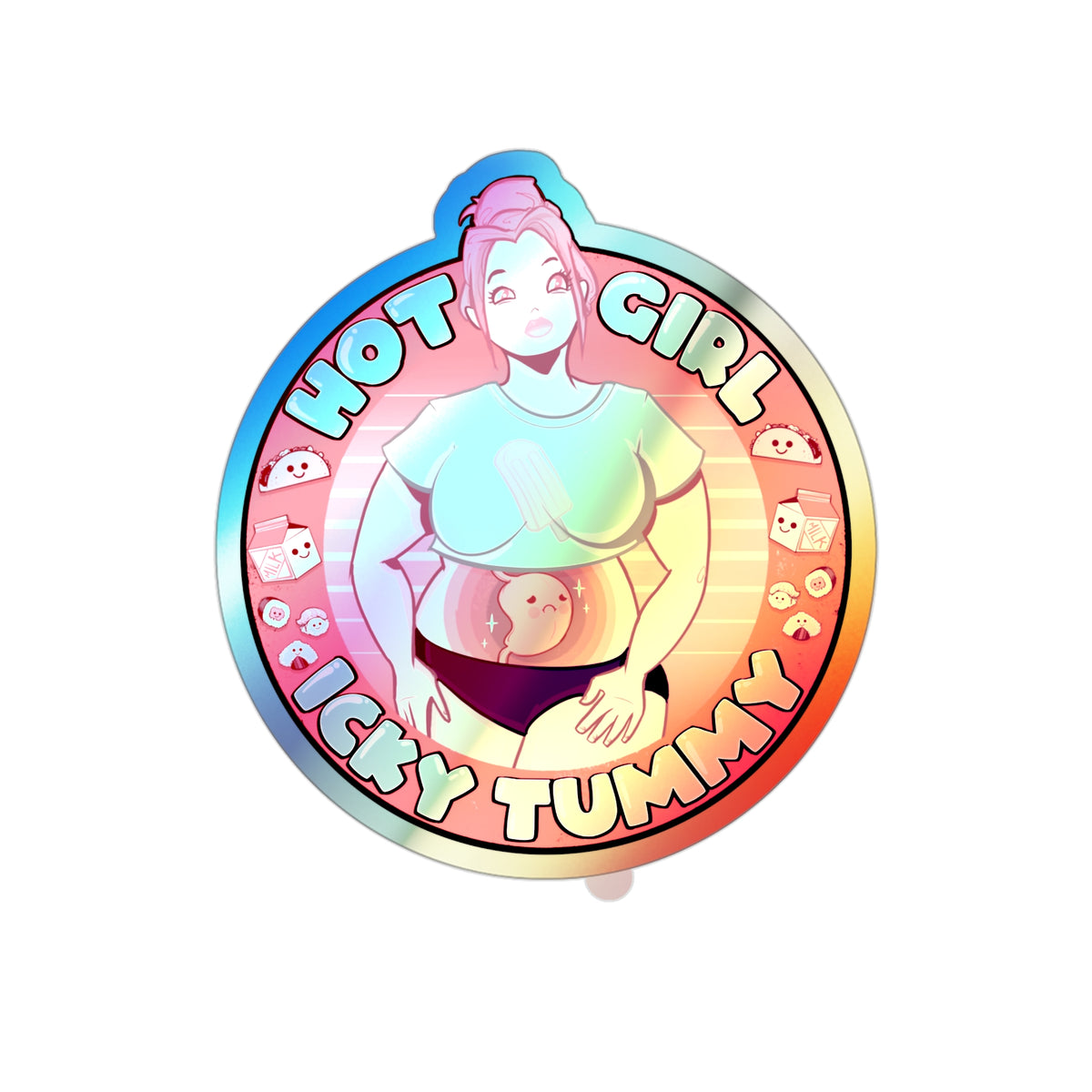Hot Girl Icky Tummy Holographic Die-cut Stickers – Ludwig Van Bacon
