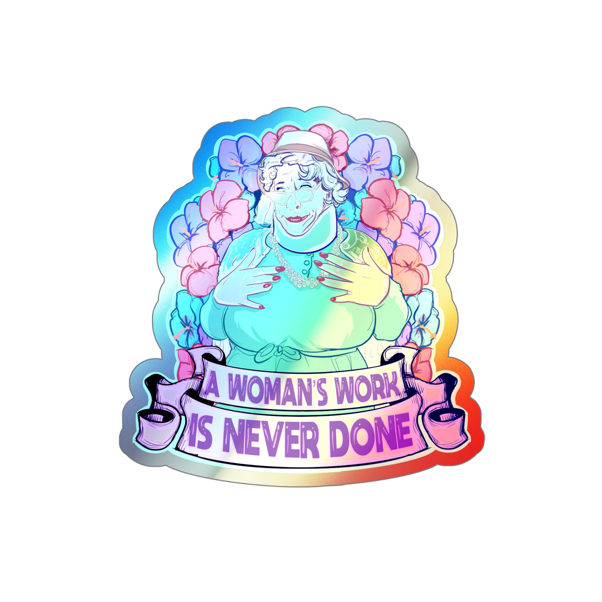 Auntie Nelda Holographic Die-cut Stickers – Ludwig Van Bacon
